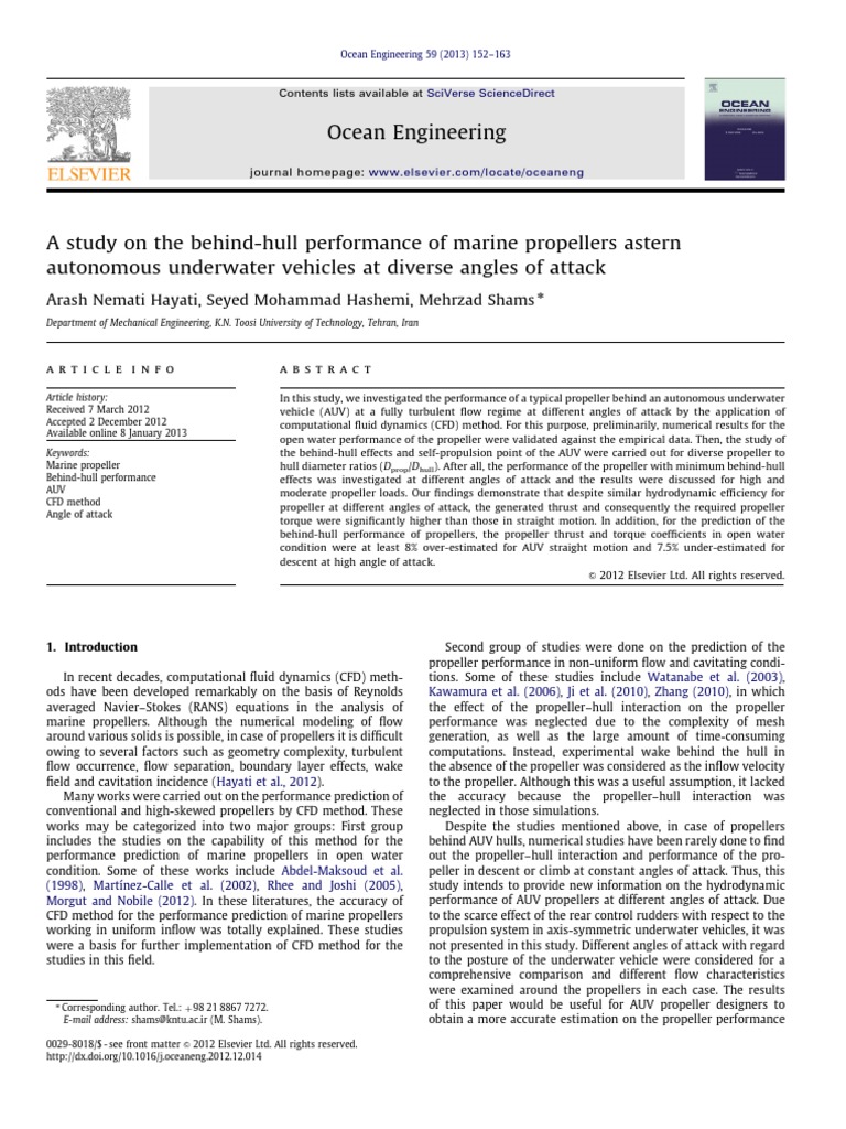 AUV Propeller Performance Study | PDF | Computational Fluid Dynamics ...