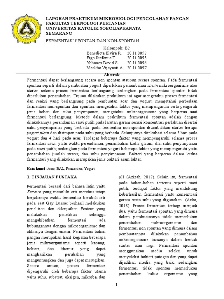 Laporan Praktikum Mikrobiologi Pengolahan Pangan Fakultas Teknologi Pertanian Universitas ...