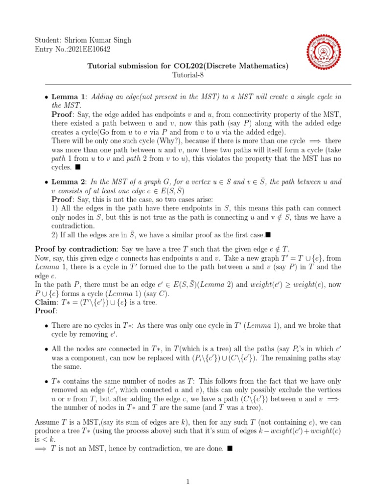 Tut 8 | PDF | Mathematics | Mathematical Concepts