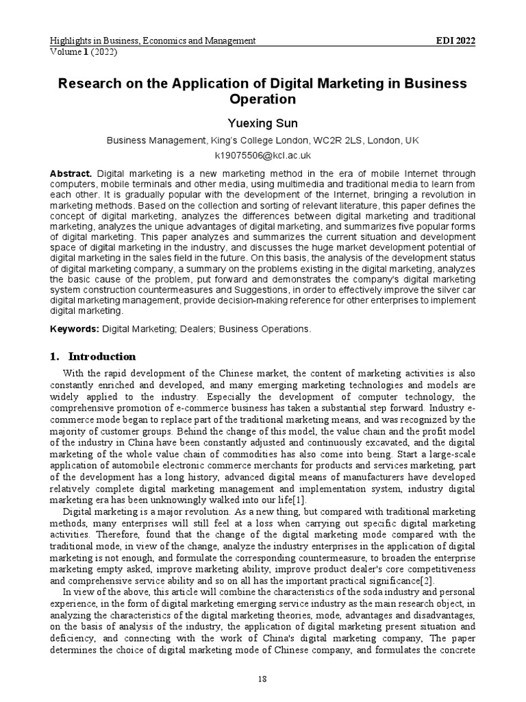 Research On The Application of Digital Marketing I | PDF | Marketing ...
