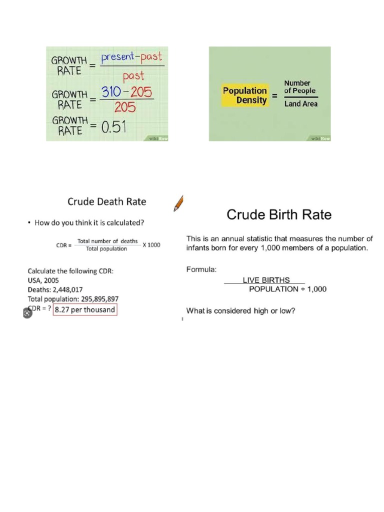 Formula Population Growth, Density, Birth Rate, Death Rate | PDF