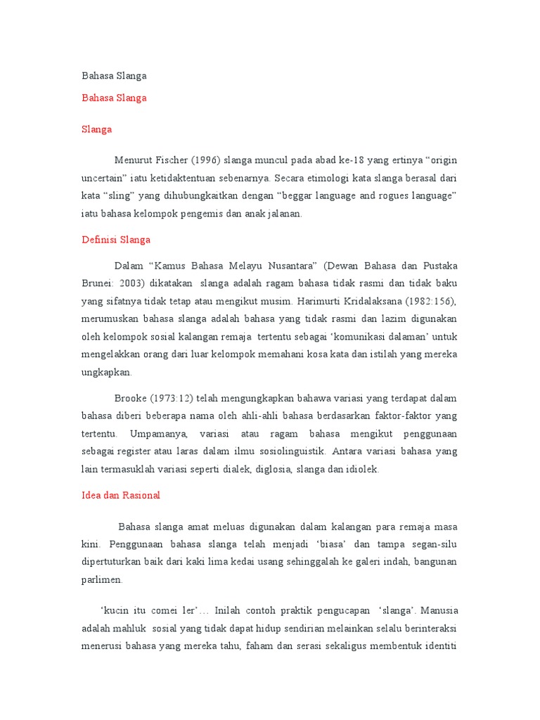 Bahasa Slanga | PDF