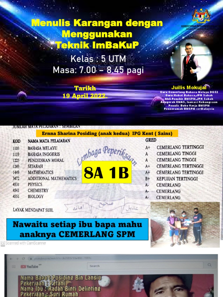 Menulis Karangan Dengan Menggunakan Teknik Imbakup: Kelas: 5 Utm Masa: 7.00 - 8.45 Pagi | PDF