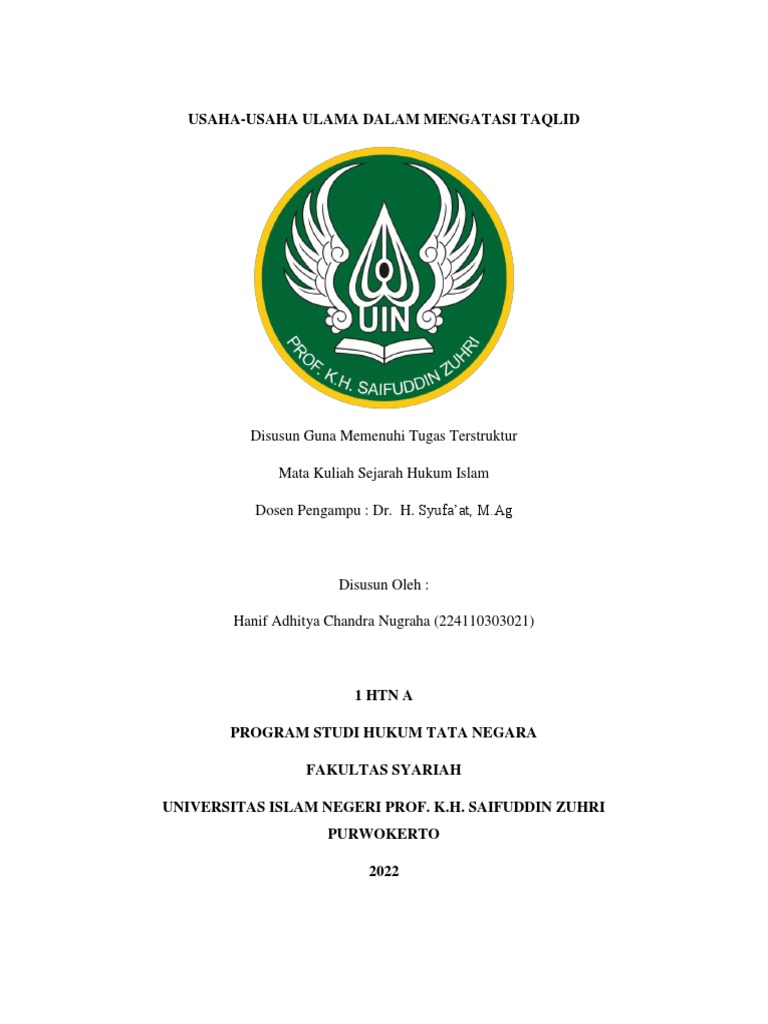 Makalah Usaha para Ulama Dalam Mengatasi Taqlid | PDF Makalah Usaha para Ulama Dalam Mengatasi Taqlid | PDF
