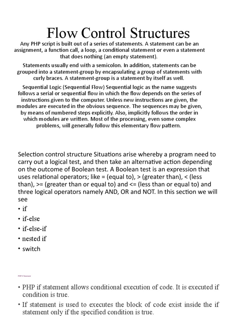Flow Control Structures | PDF | Control Flow | Php Flow Control Structures | PDF | Control Flow | Php