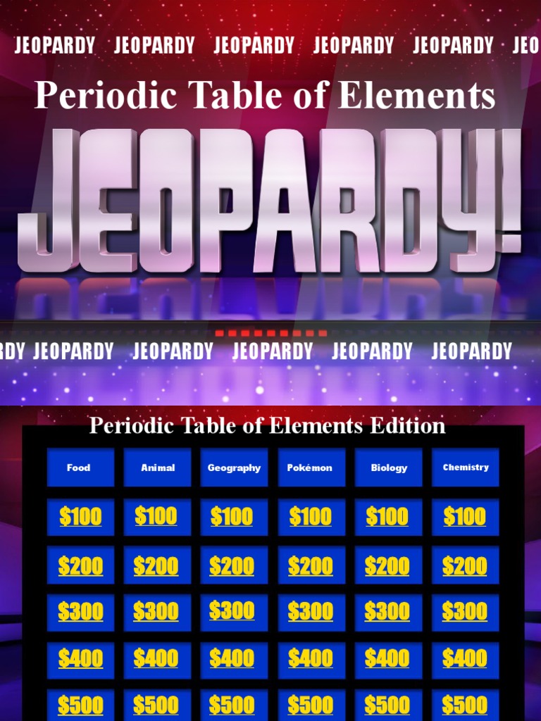 Periodic Table Jeopardy Per | PDF | Iodine | Nitrogen