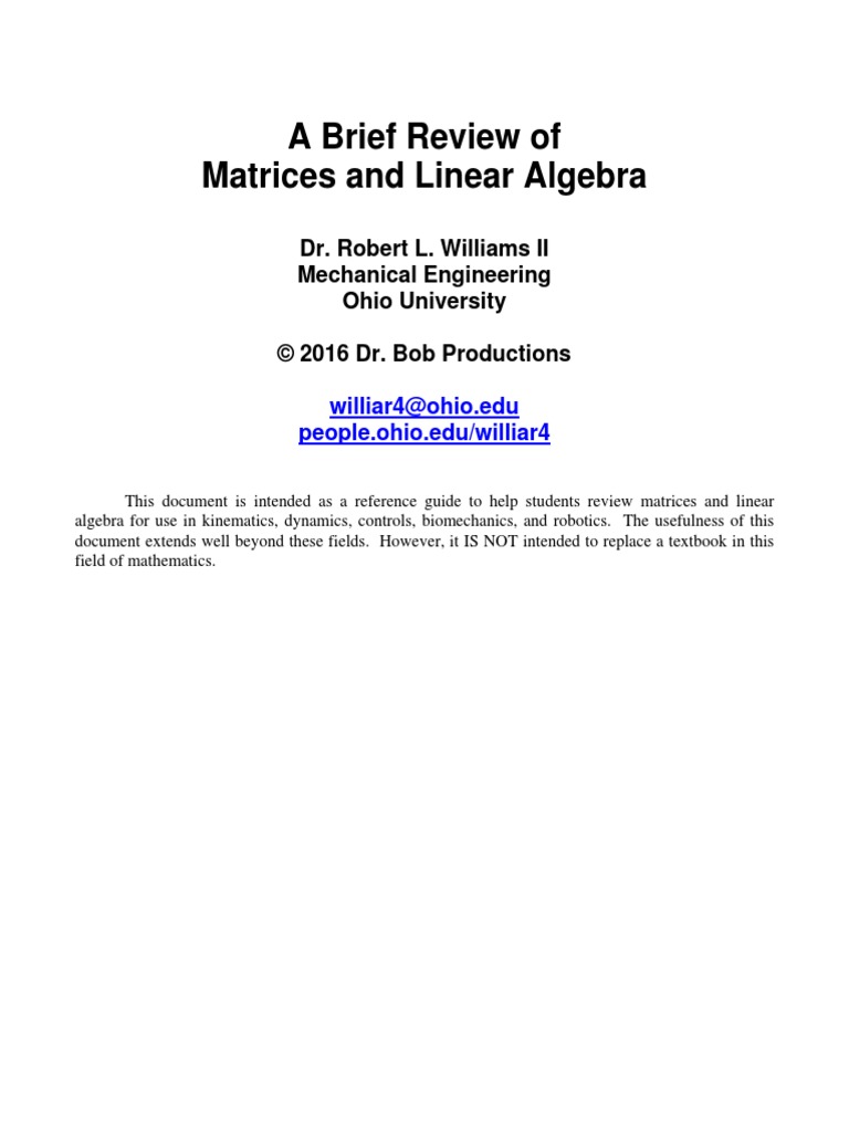 Matrices Linear Algebra | PDF | Matrix (Mathematics) | Determinant