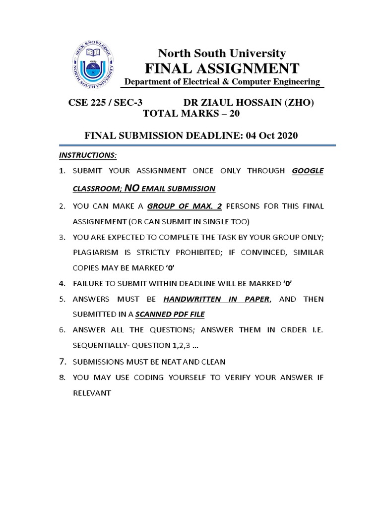 CSE225 Final Assignement | PDF | Algorithms | Mathematical Relations