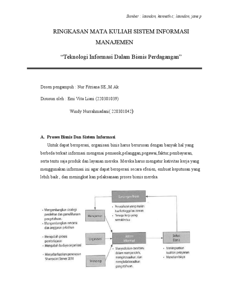 Ringkasan Mata Kuliah Sistem Informasi Manajemen | PDF