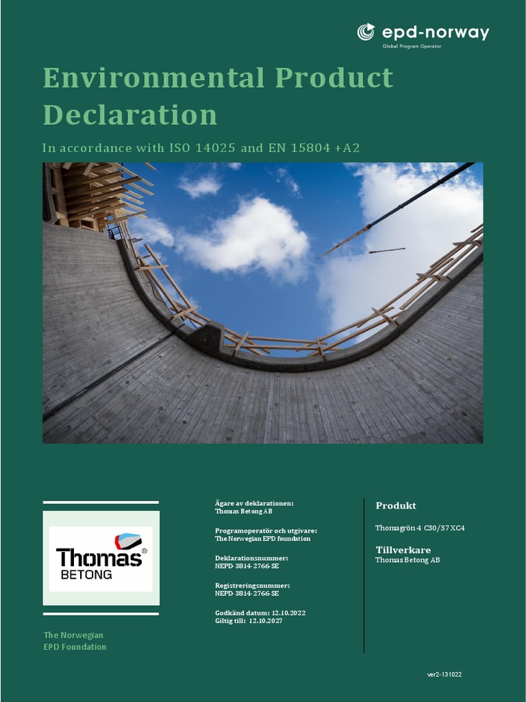 NEPD 3814 2766 - Thomagron 4 C30 37 | PDF