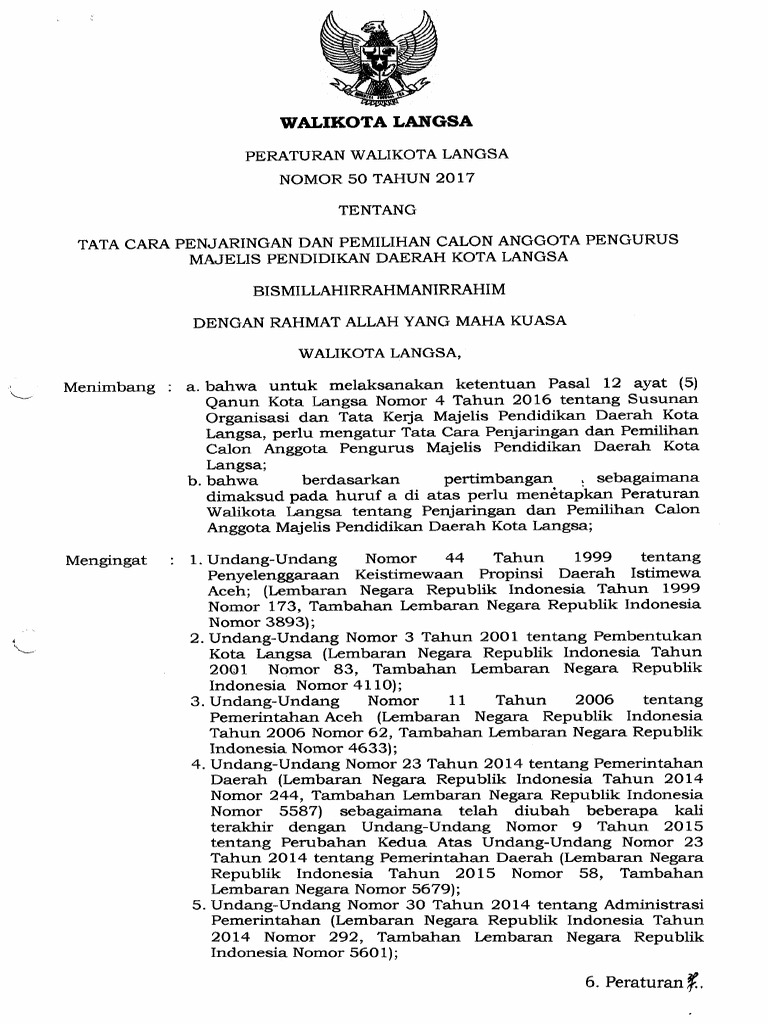 Perwal No 50 Tahun 2017 Tentang Penjaringan Dan Pemilihan Calon Anggota ...