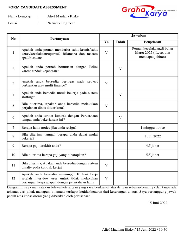 Form Assesment - Alief Maulana Rizky | PDF