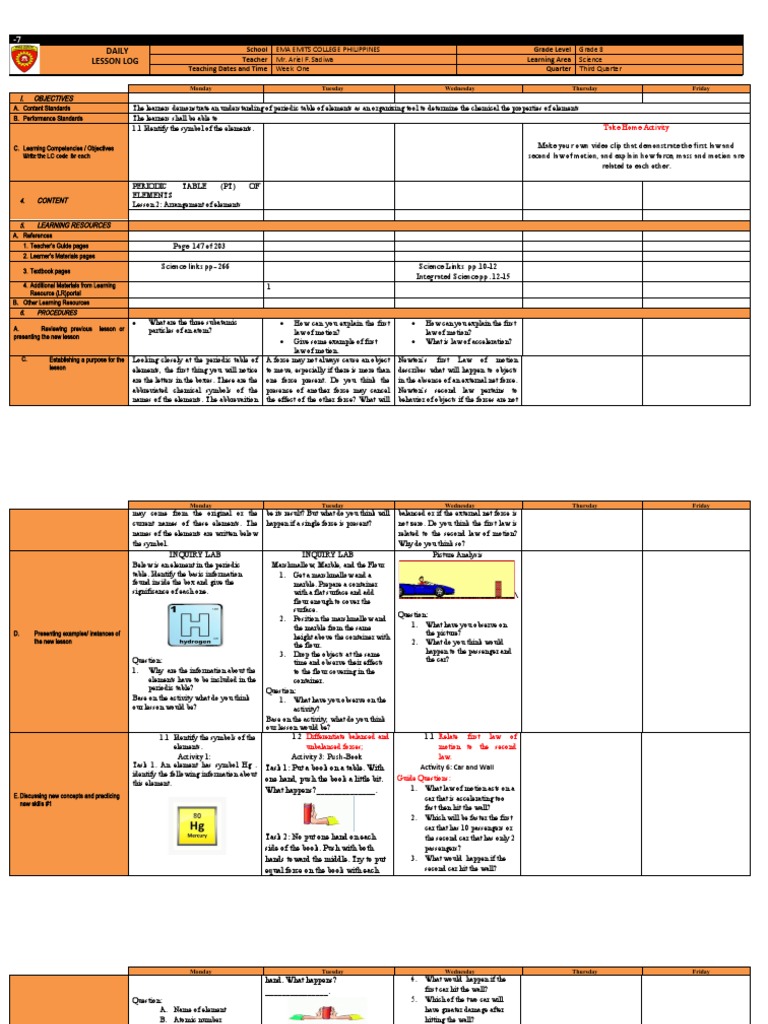 SCIENCE 8-DLL Session 1 - Ok | PDF | Force | Newton's Laws Of Motion