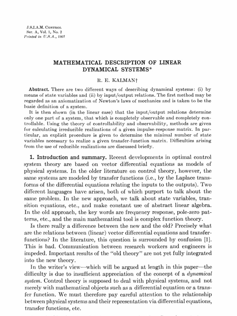 Linear Dynamical System Kalman | PDF | Matrix (Mathematics) | Vector Space