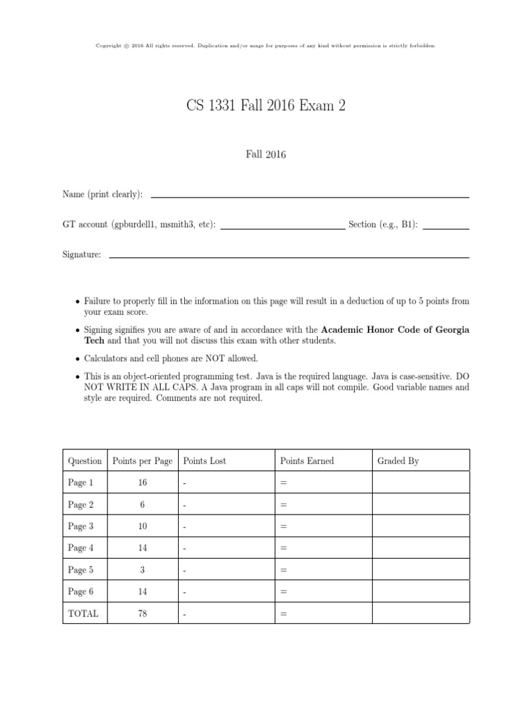 cs1331 Fall2016 Exam2 | PDF | Class (Computer Programming) | Inheritance (Object Oriented ...