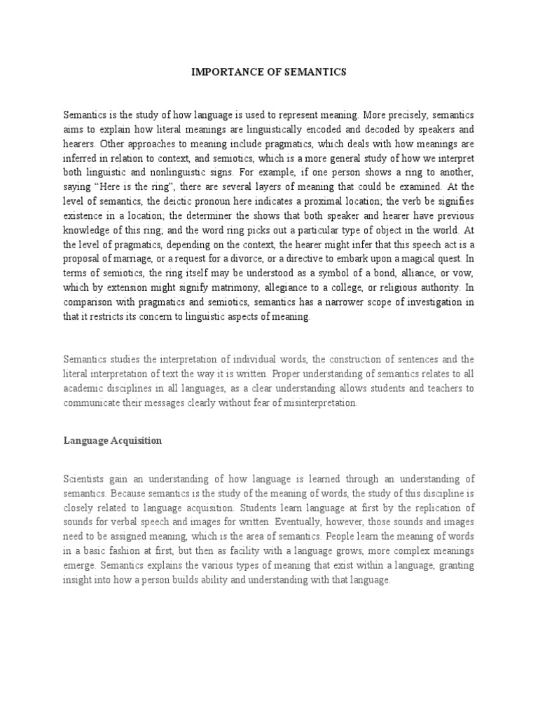 Importance of Semantics | PDF | Linguistics | Semiotics