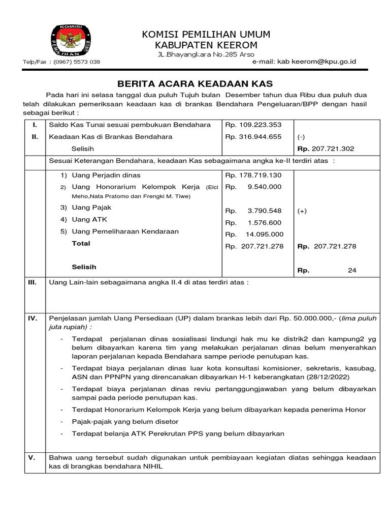 Ba Keadaan Kas Diatas 50JT | PDF | Pengelolaan Keuangan & Uang