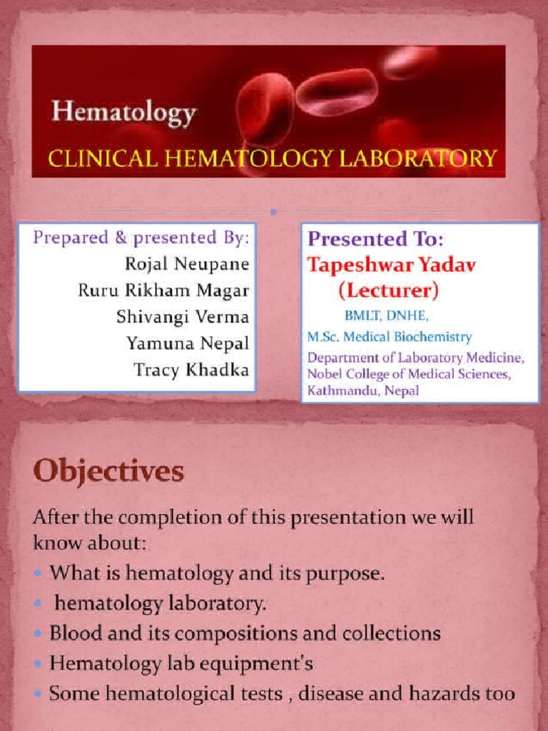 Clinical Hematology Laboratory | PDF