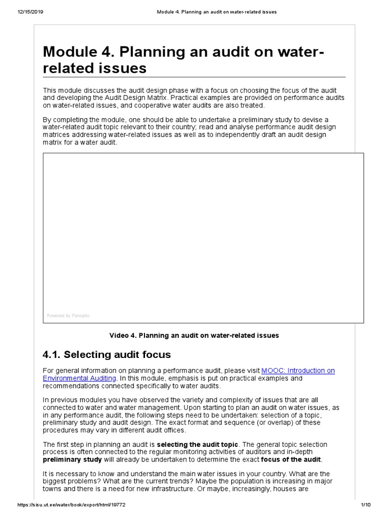 Module 4. Planning An Audit On Water-Related Issues | PDF | Audit ...