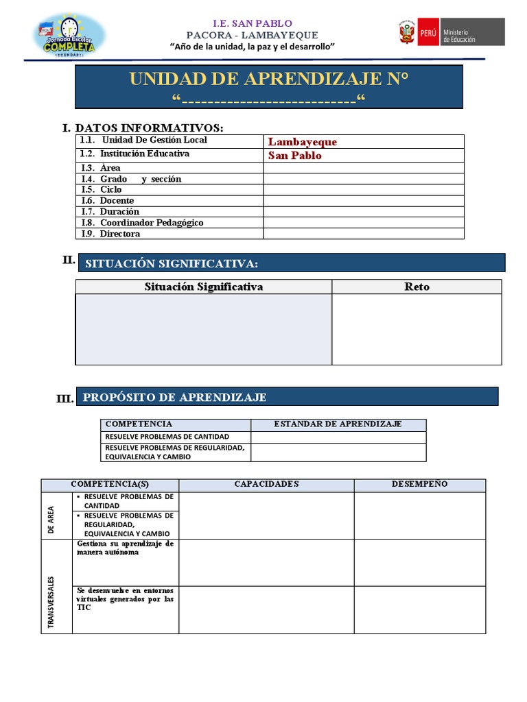 Formato Experiencia - Unidad 2023 | PDF | Aprendizaje | Modificación de comportamiento
