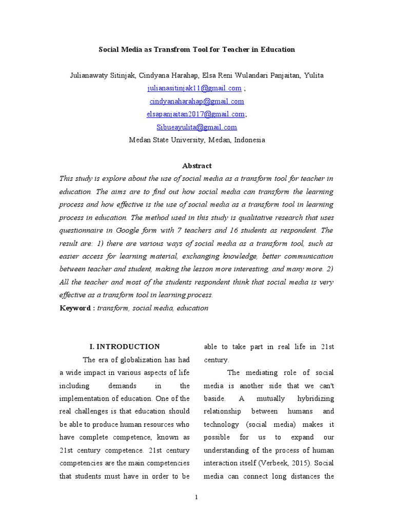 Social Media as a Powerful Tool for Transforming Teaching and Learning in the Digital Age | PDF ...