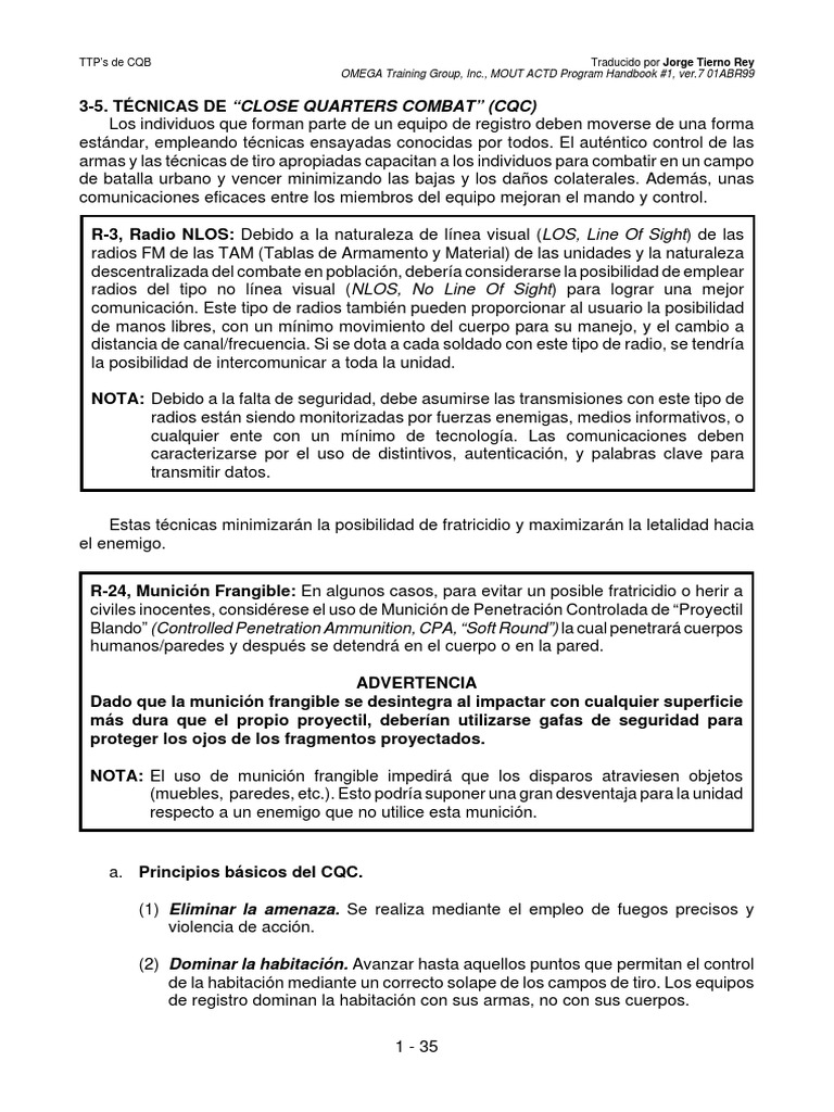 TTP's de CQB Traducido Por Jorge Tierno Rey: OMEGA Training Group, Inc., MOUT ACTD Program ...