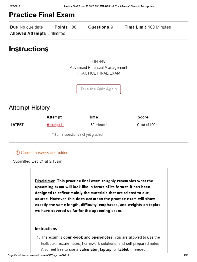 Practice Final Exam - FL2020.B52.FIN.448.02 & 03 - Advanced Financial ...