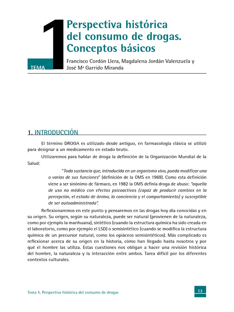 1. Perspectiva Histórica Del Consumo de Drogas. Conceptos Básicos. | PDF | La dependencia de ...