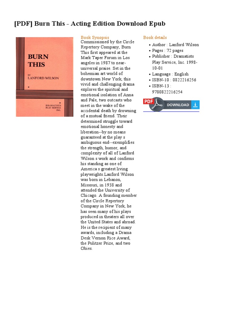 Burn This Acting Edition | PDF | Amazon Kindle | Books