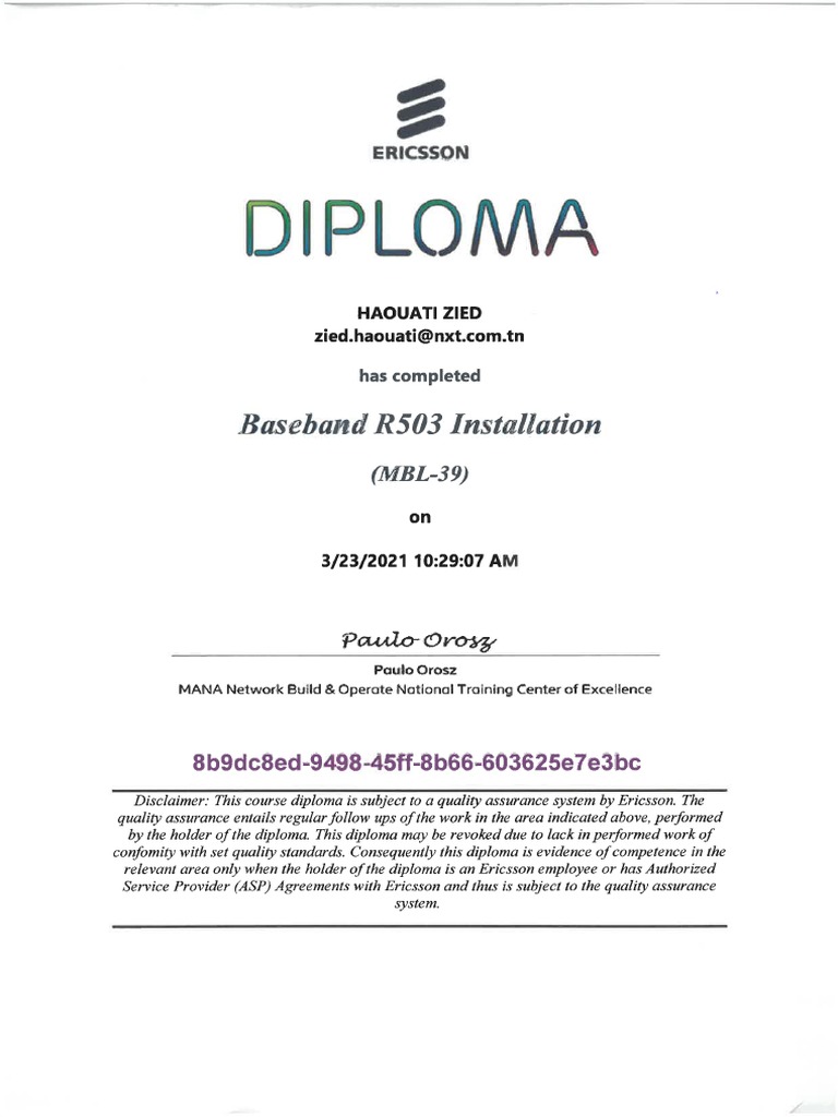 Certif Ericsson | PDF