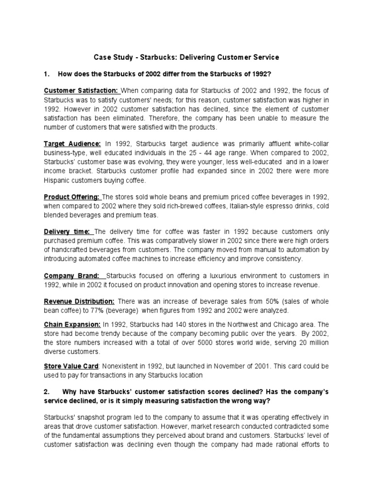 Starbucks Case Study Answers | PDF | Starbucks | Customer
