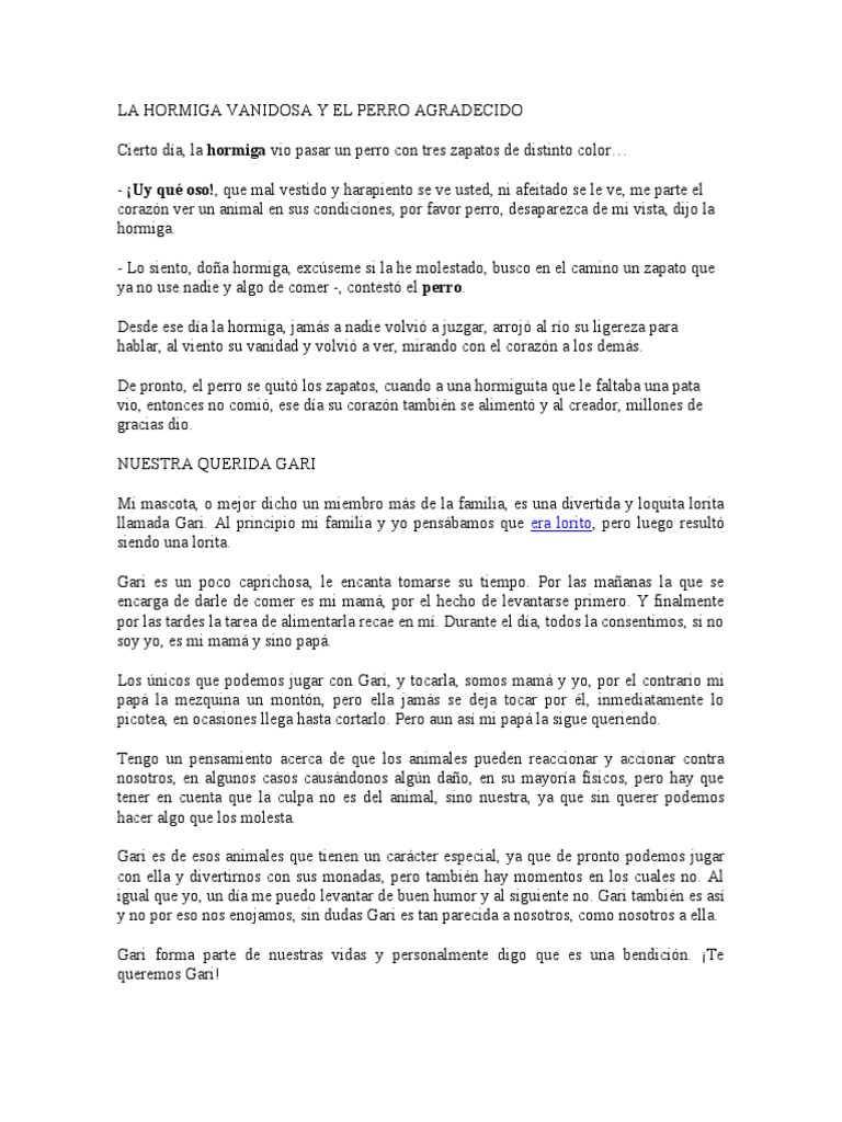 Cuento Corto Mi Mascota | PDF | Mascota