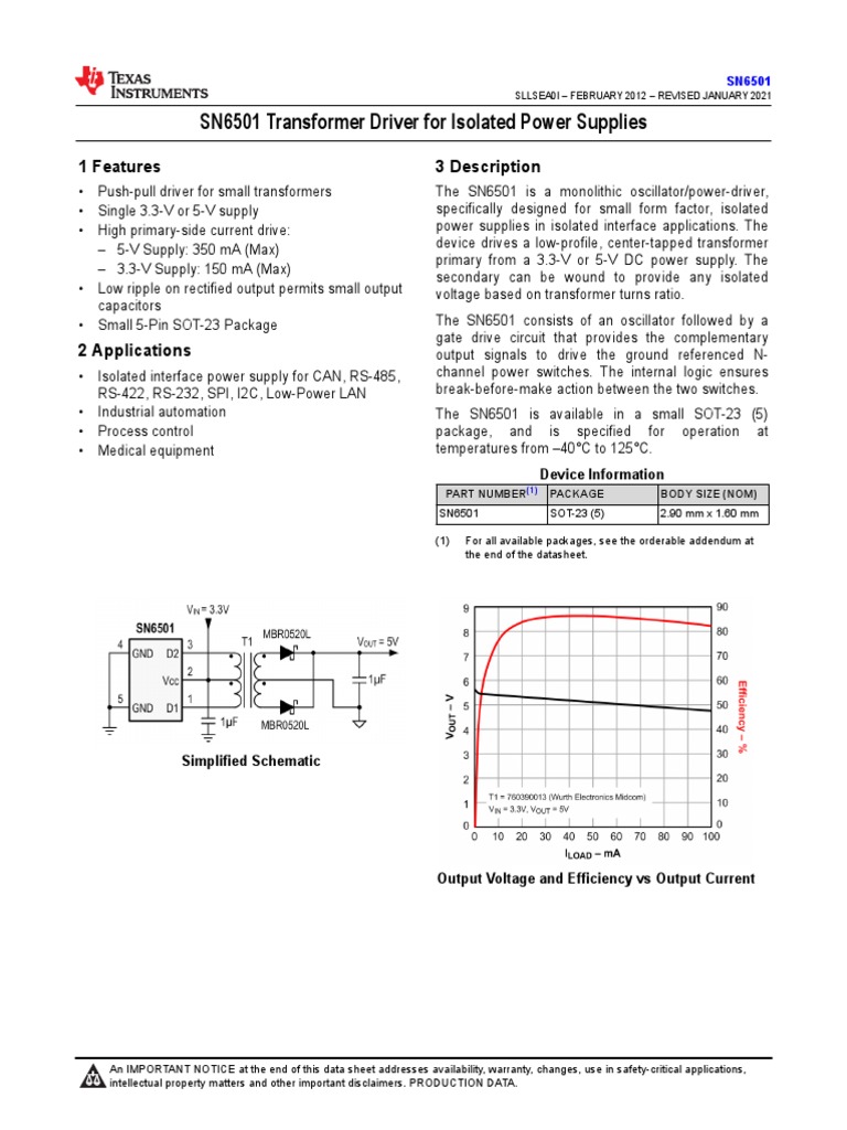 SN 6501 | PDF | Electrostatic Discharge | Power Supply