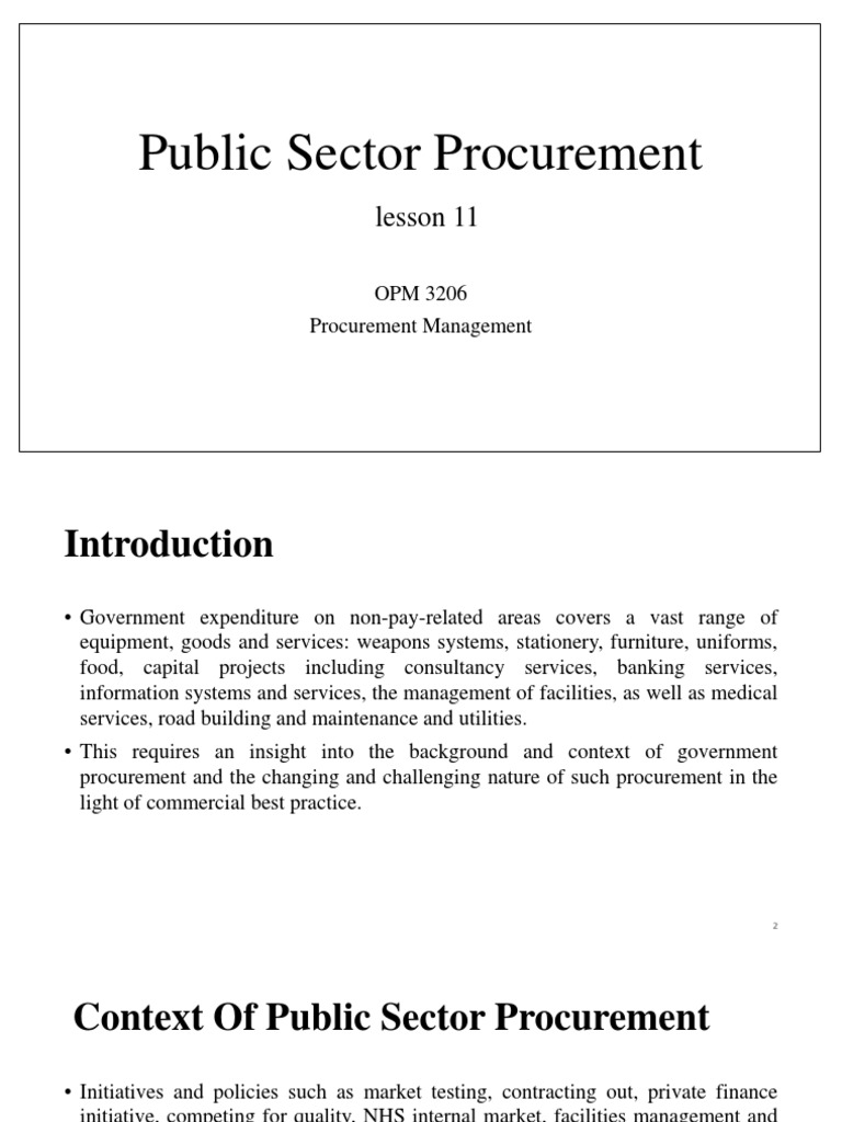 Public Sector Procurement | PDF | Procurement | Supply Chain