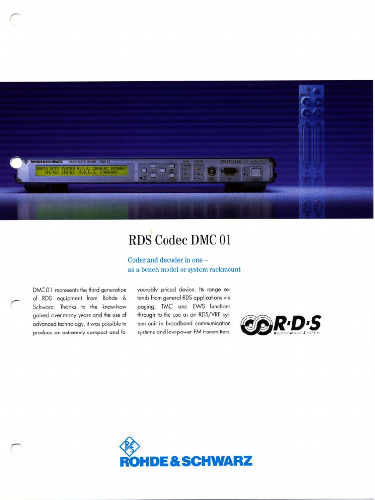 Rohde - and - Schwarz DMC - 01 Datasheet ID13516 | PDF | Codec | Radio