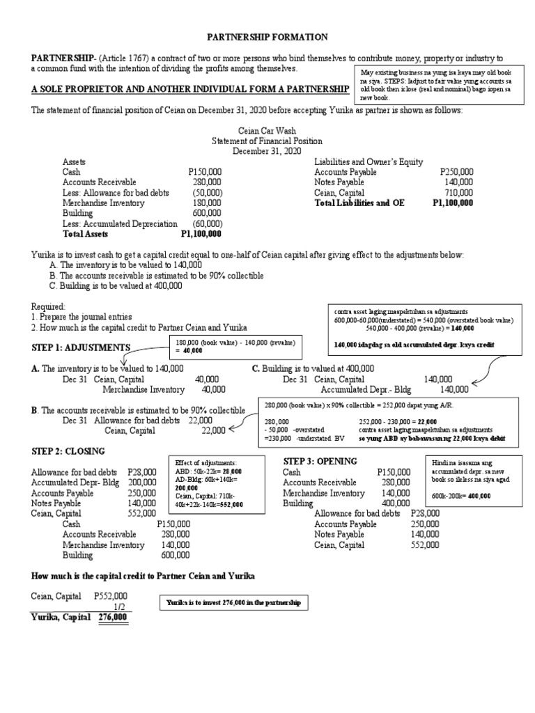 Formation, Operation, Dissolution Short Summary With Problems | PDF | Book Value | Balance Sheet