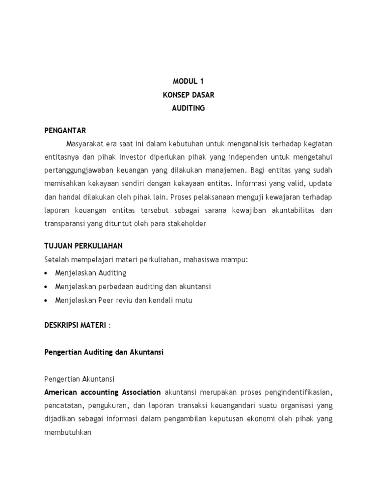 Modul 1 Konsep Dasar Auditing | PDF