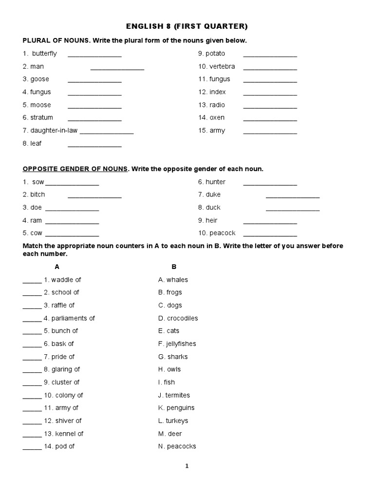 Plural Nouns, Opposites, and Sentence Structure: An Analysis of an ...