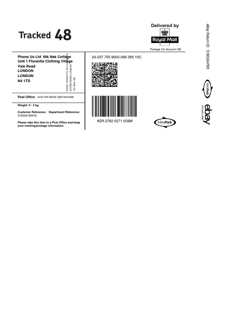 eBayReturnLabel 5160244768 | PDF | Mail | Receipt