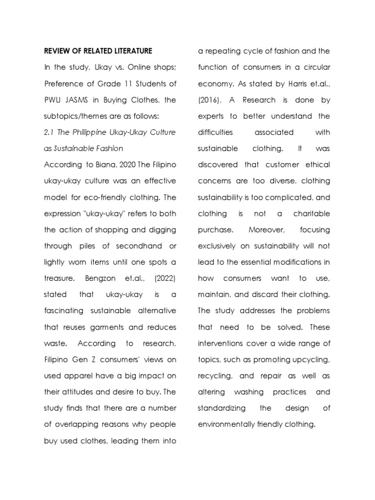 RRL and Methodology | PDF | Clothing | Fashion RRL and Methodology | PDF | Clothing | Fashion
