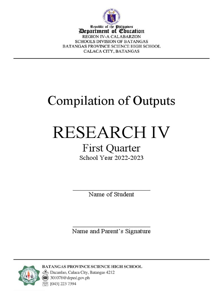Cover Page of Outputs | PDF