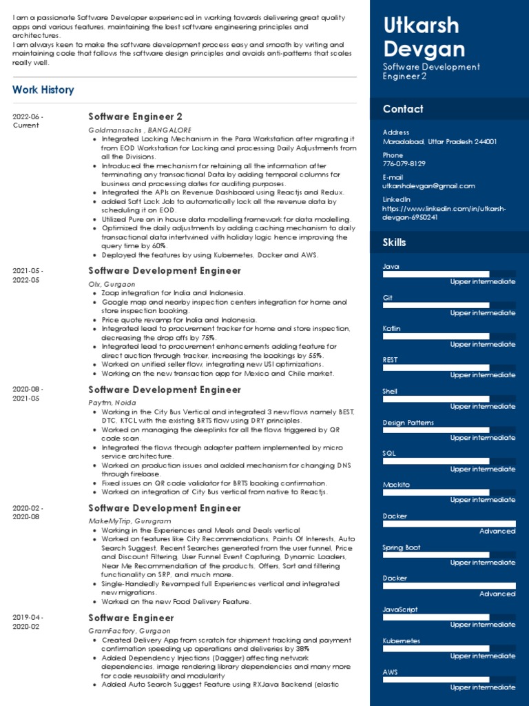 Utkarsh Devgan Resume Pdf Application Software Software 
