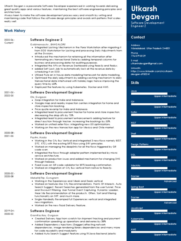 Utkarsh Devgan Resume Backend | PDF | Application Software | Software