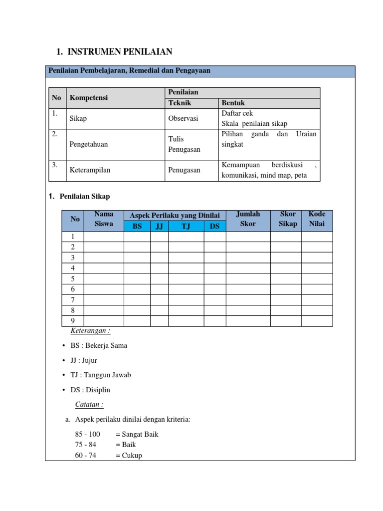 Instrumen Penilaian | PDF