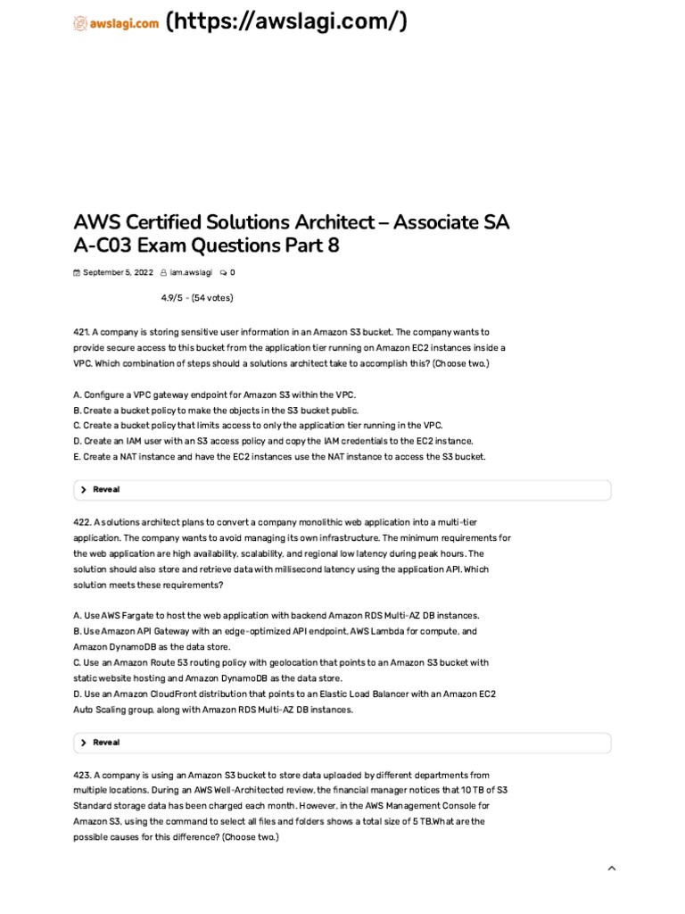 AWS Certified Solutions Architect - Associate SAA-C03 Exam Quest | PDF | Amazon Web Services ...