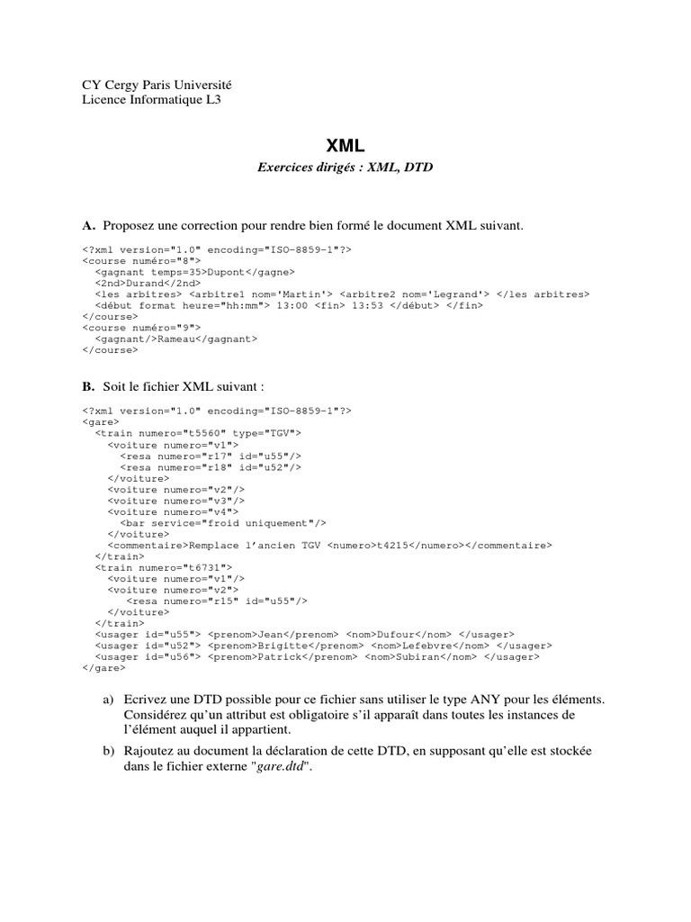 TD XML DTD | PDF | XML | Standards du World Wide Web Consortium