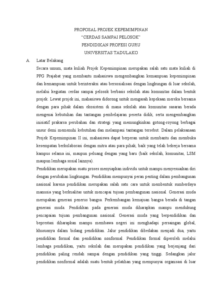 Proposal Projek Kepemimpinan | PDF
