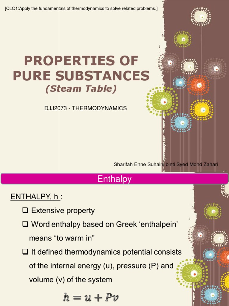 Bab 2 Pure Substances - Steam Table N Interpolation | PDF | Enthalpy ...