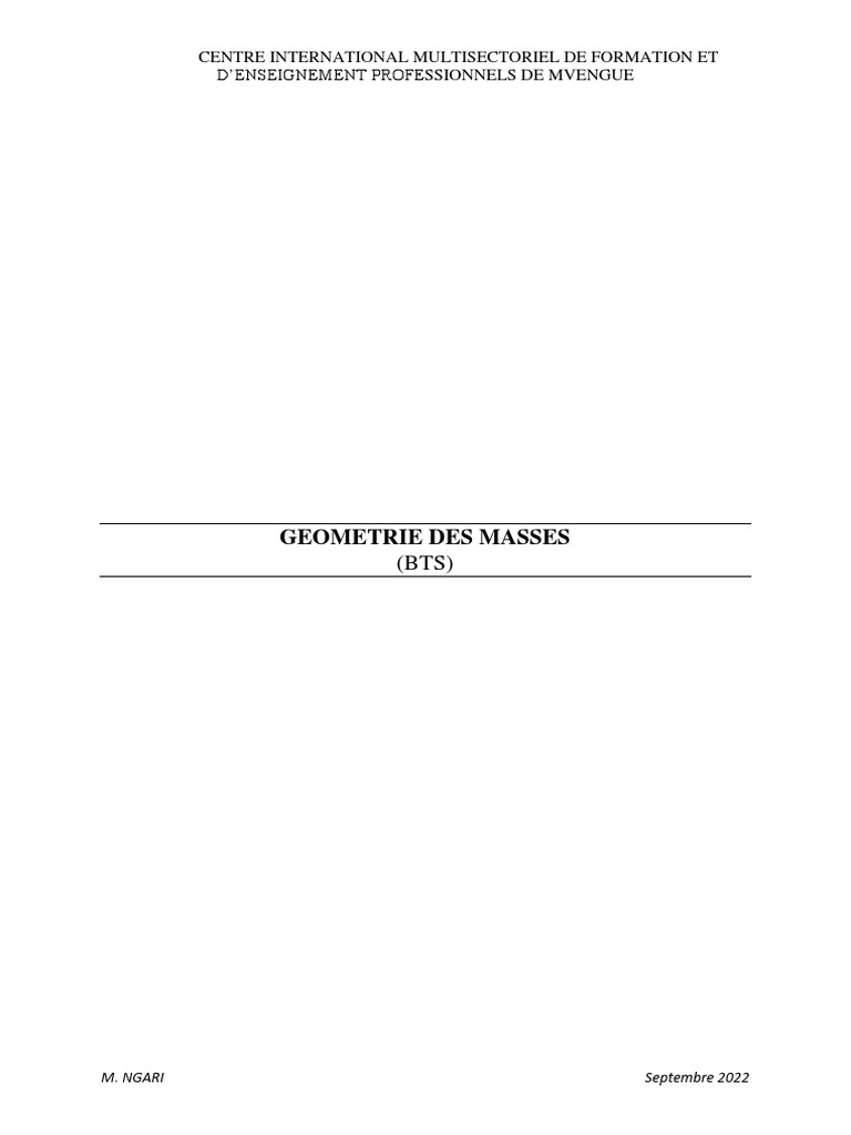 Formules de géométrie des masses | PDF | Centre d'inertie | Zone