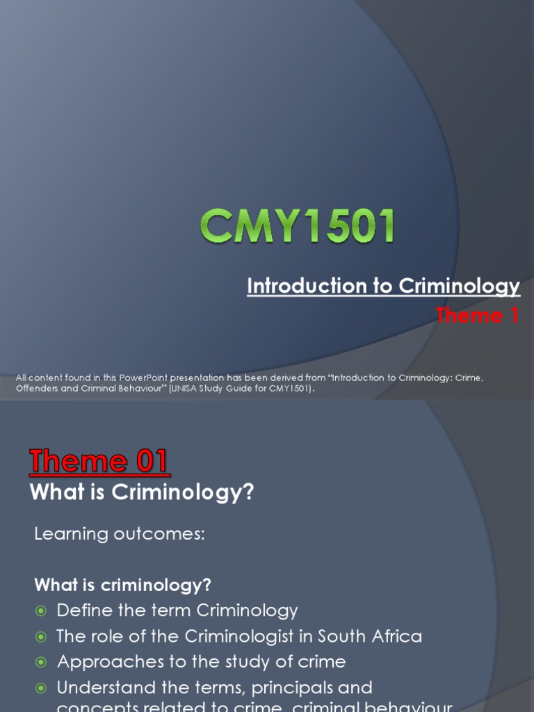 Introduction To Criminology: Theme 1 | PDF | Criminology | Crime & Violence